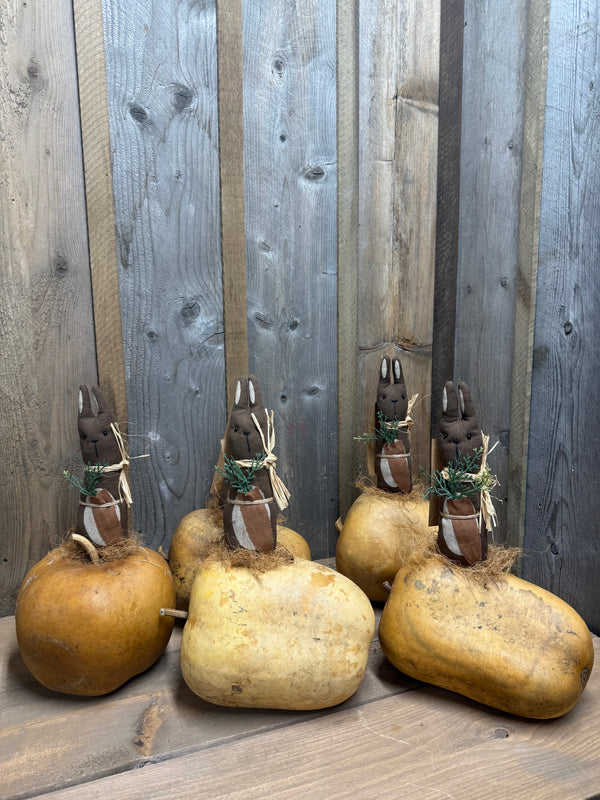 CLYDE, 14", Rabbit on Gourd – Little Village Primitives