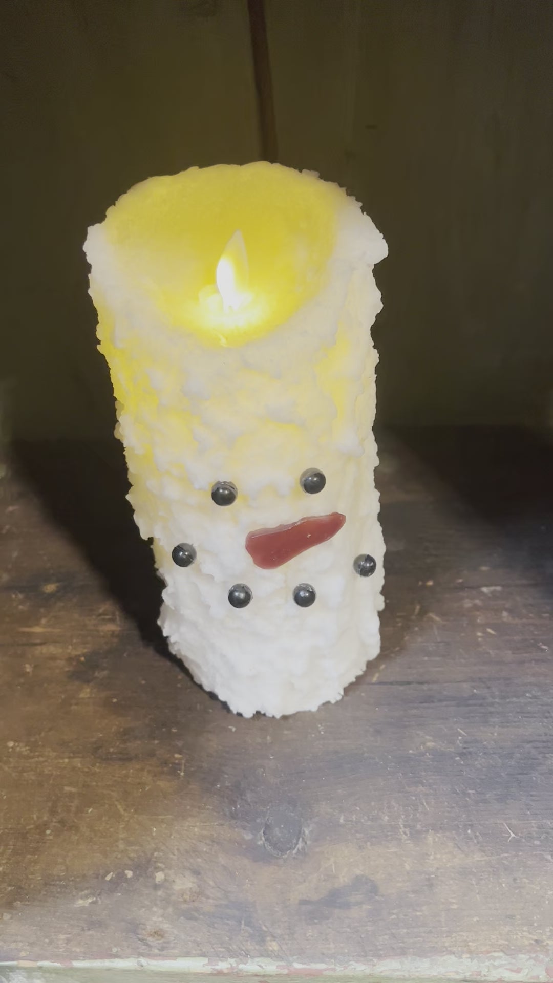 Candle, Moving Flame, BUMPY SNOWMAN – Little Village Primitives