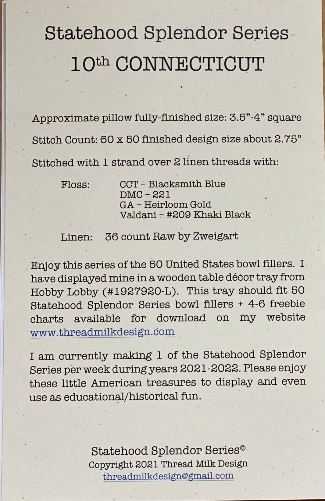 Statehood Splendor Series Thread Milk Designs – Little Village Primitives